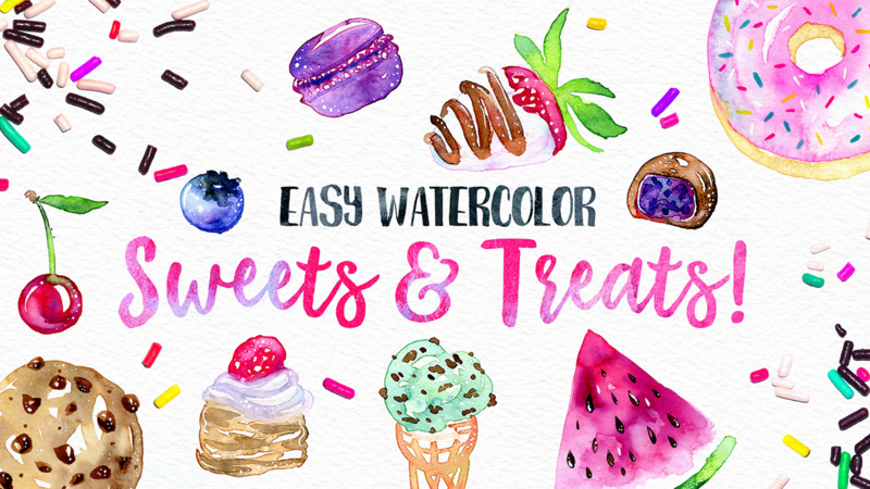 Easy Watercolor Sweets & Treats! Step by Step Beginner Level